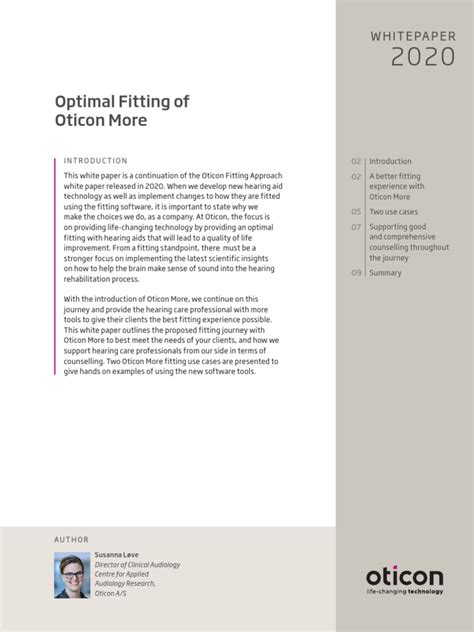 Optimal Fitting Of Oticon More Whitepaper Pdf Hearing Aid Hearing