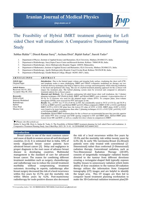 Pdf The Feasibility Of Hybrid Imrt Treatment Planning For Left Sided Chest Wall Irradiation A