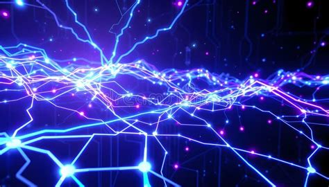Abstract Futuristic Network Glowing Lines And Nodes In Cyberspace