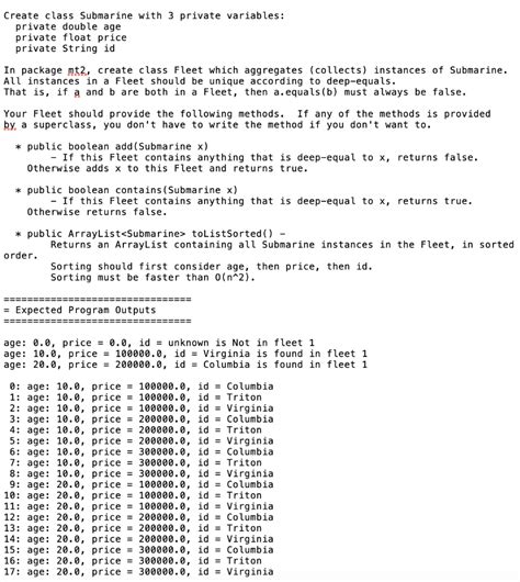 Solved Create Class Submarine With 3 Private Variables
