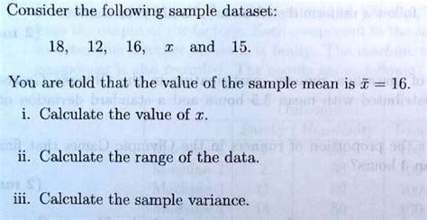 Solved Consider The Following Sample Dataset 18 12 16 And 15 You Are Told That The Value