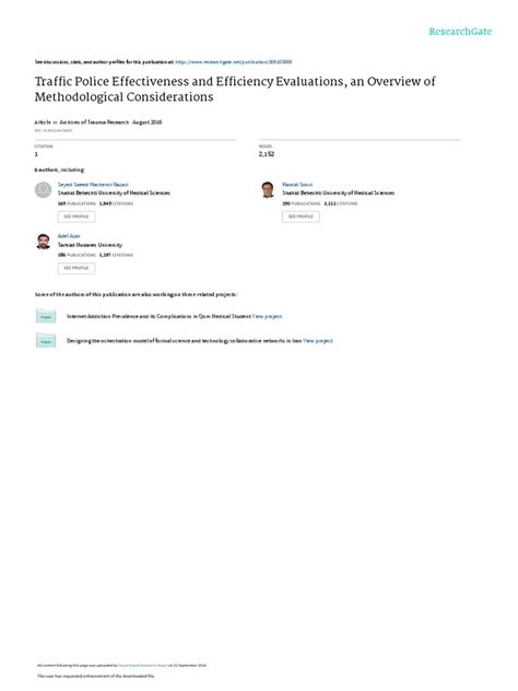 Traffic Police Effectiveness And Efficiency Evalua Pdf Risk Traffic Collision