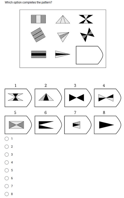Which Option Completes The Pattern 1 2 3 4 5 6 7 8