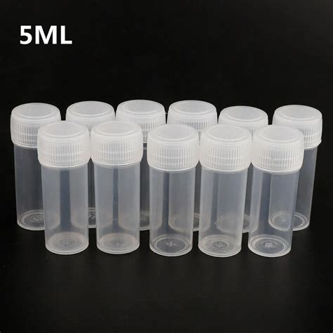 1pcs 5ml 투명 플라스틱 샘플 병 테스트 튜브 실험실 작은 유리 병 보관 컨테이너 편지지 학교 화학 교육 용품 Aliexpress