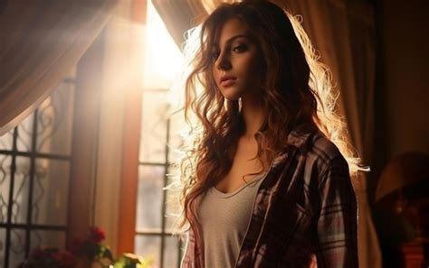Premium Ai Image Beautiful Young Girl In Bedroom Generative Ai
