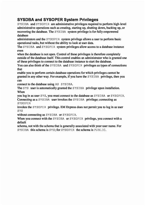 Sysdba And Sysoper System Privileges Notatekpl