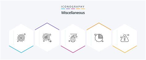 Miscellaneous 25 Line Icon Pack Including Notice Click Statistics