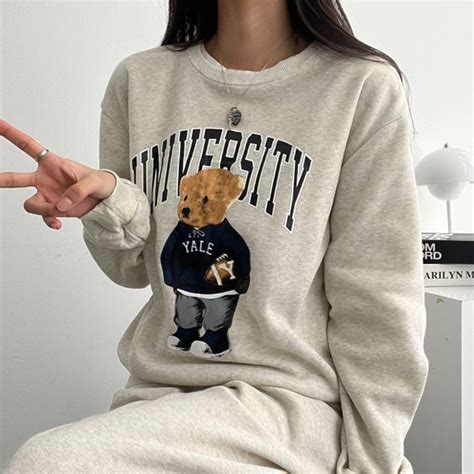 기모투피스가격실화 아방핏 기모 유니 곰돌이 맨투맨 밴딩 조거 기모 팬츠 투피스 트레이닝 세트