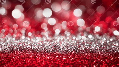 Red And Silver Glitter Bokeh Background Abstract Sparkle Stock