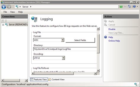 Default Log File Settings For Web Sites Microsoft Learn