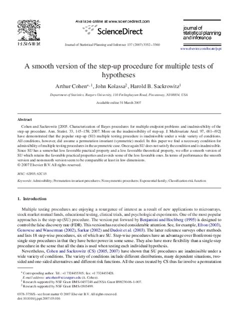 a smooth version of the step up procedure for multiple tests of hypotheses