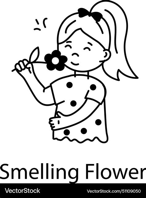 Sniff The Flower Clip Art Woman Smelling Flower Vector Illustration