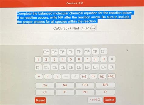 Solved Complete The Balanced Molecular Chemical Equation For Chegg Com