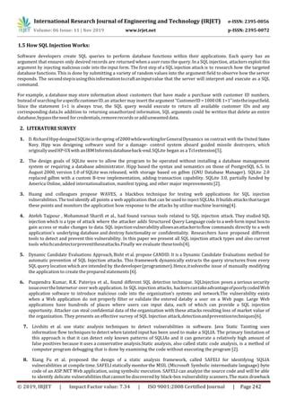 IRJET Detection Of SQL Injection Using Machine Learning A Survey PDF