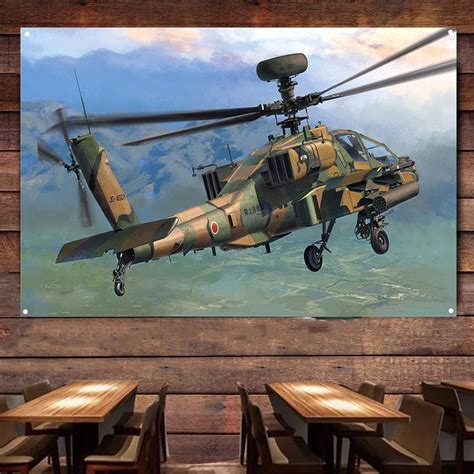 Ah 64d Apache Longbow Jgsdf Attack Helicopter Poster Wall Hanging Flag 38 X 57 Aviation