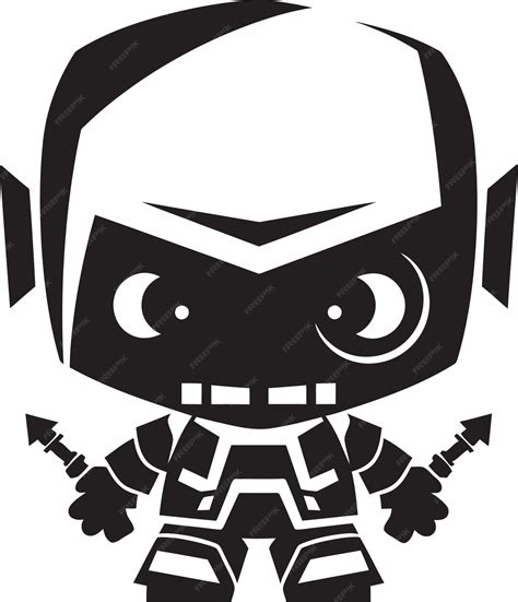 Mini Mech Tiny Combat Robot Em Preto Logo De Vetor Adorável Defensor