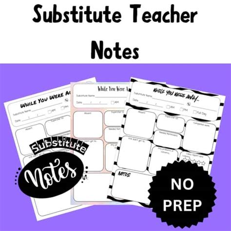 Substitute Teacher Notes While You Were Gone By Sunflower Pop Tpt