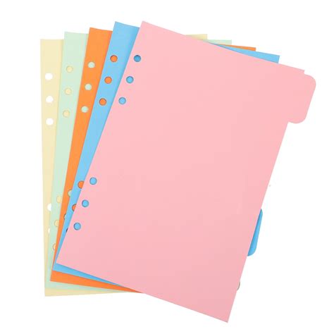 Mlins A5 6 Hole Paper Dividers 5 Colors Pp Material Notebook Journal