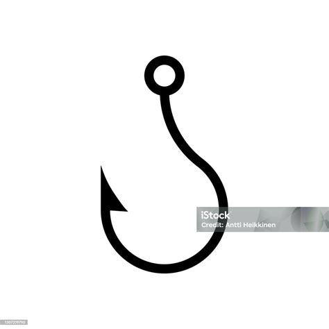 낚시 후크 모양 벡터 아이콘 물고기 미끼 기호 기호 심플한 모양 의 로고 기호 실루엣 이미지 일러스트를 잡습니다 흰색 배경에 격리 낚시바늘에 대한 스톡 벡터 아트 및 기타