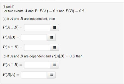 Solved Point For Two Events A And B P A And P B Chegg Com