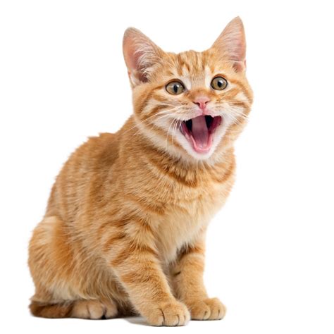 Cute Ginger Tabby Kitten Sitting With Mouth Open Adorable 60359211 Png