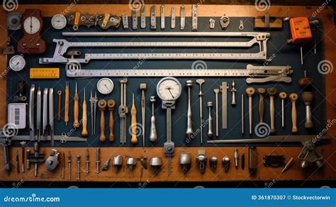 Measuring Tools On Table Stock Illustration Illustration Of Machining 361870307