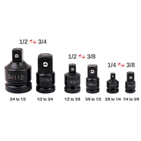 6 Piece Impact Socket Adapter Set Tool Com