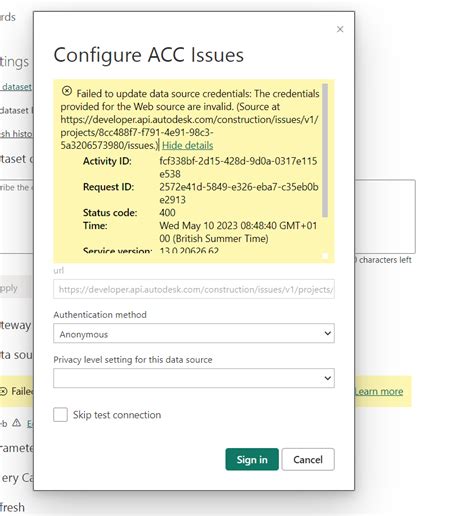 Data Source Credentials Not Validating In Powerbi Microsoft Fabric Community