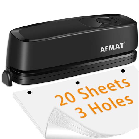 free shipping afmat 3 hole puncher electric or battery powered hole punch 20 sheet capacity