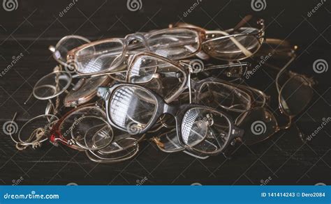 Heap Of Scratched And Broken Eyeglasses Matte Effect Repairing And Replacing Old Eyeglasses