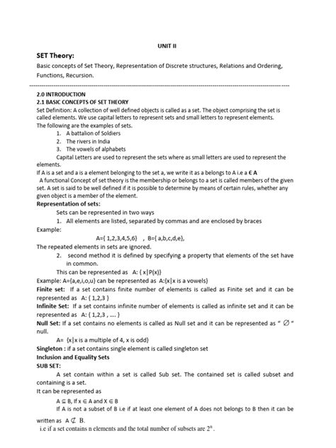Unit Ii Pdf Set Mathematics Function Mathematics