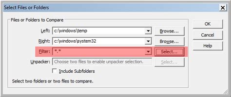 diff how to tell winmerge to ignore binary files in folder compare