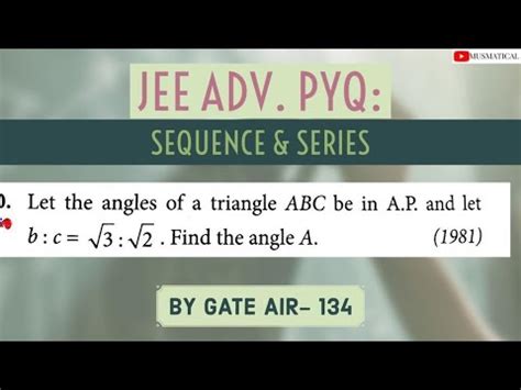 JEE ADV PYQ SEQUENCE SERIES YouTube
