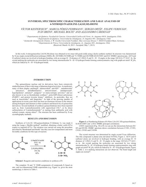 Pdf Synthesis Spectroscopic Characterization And X Ray Analysis Of 6