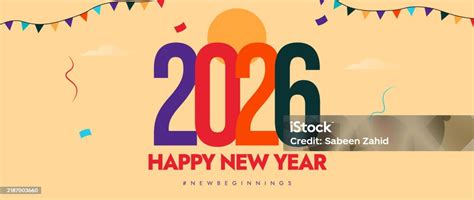 2026년 새해 복 많이 받으세요 2026 새해 화려한 표지 또는 소셜 미디어 배너를 통해 사람들을 기원합니다 새해 축하 및 소원 포스터 달력 색종이 조각이 있는 전단지 및