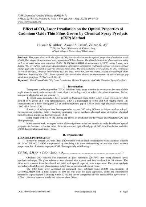 Pdf Effect Of Co2 Laser Irradiation On The Optical Properties Of
