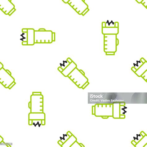 라인 경찰 전기 충격 아이콘 흰색 배경에 절연 원활한 패턴 보호를 위한 충격 테이저는 전기 무기입니다 벡터 개성 개념에 대한 스톡 벡터 아트 및 기타 이미지 Istock