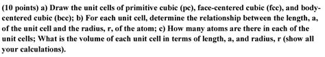 Solved A Draw The Unit Cells Of Primitive Cubic Pc Chegg
