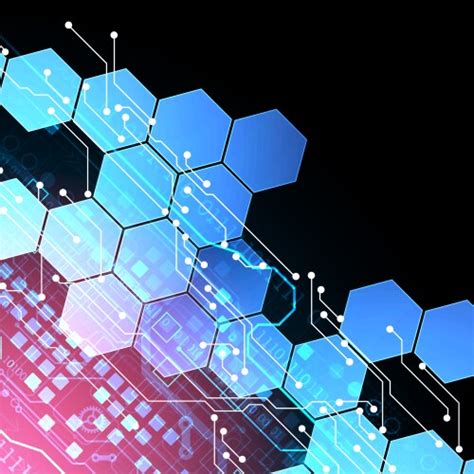 Abstract Circuit Board And Hexagons On Gradient Vector Image