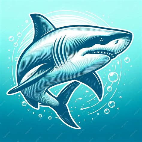 Diseños De Contorno De Tiburón Con Un Fondo Azul Suave Vector Premium