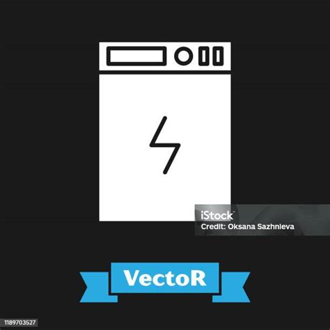 검은 색 배경에 격리 된 흰색 전원 은행 아이콘입니다 휴대용 충전 장치 벡터 일러스트레이션 개념에 대한 스톡 벡터 아트 및 기타 이미지 Istock