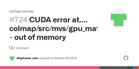 Cuda Error At Colmapsrcmvsgpumath167 Out Of Memory · Issue