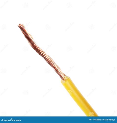 Yellow Stripped Electrical Wire On White Background Royalty Free Stock