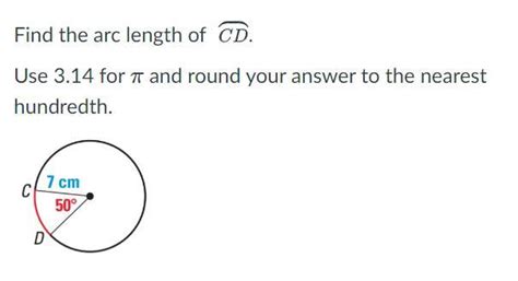 Find The Arc Length To Nearest Hundreth