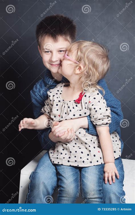Sister Kissing Brother Stock Image Image Of Leisure 73335285