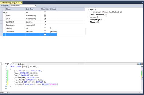 Database Project In Visual Studio