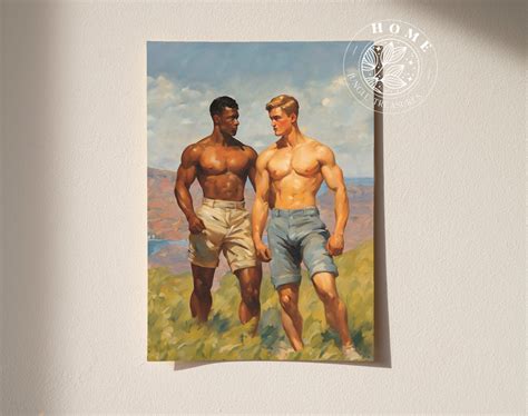 Poster The Hike Vintage Muscular Male Body Art Muscle Men Printed