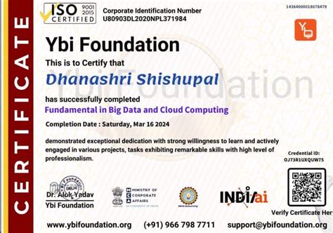 Bigdata Cloudcomputing Certification Dataanalytics Careerdevelopment Dhanashri Shishupal