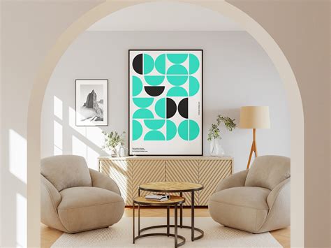 Poster In Bright Sunny Room Mockup Instant Download