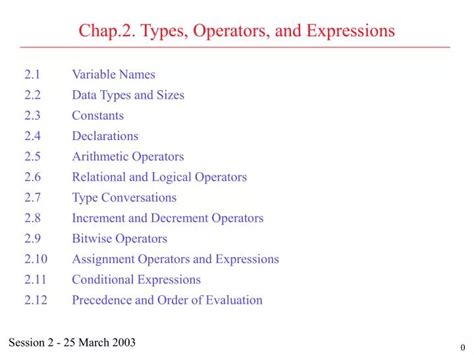 Ppt Chap2 Types Operators And Expressions Powerpoint Presentation